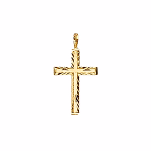 14k REAL Yellow Gold Cross Religious Charm Pendant (Size : 22 x 12 mm)