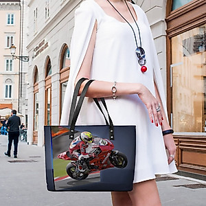 Womens Handbag Motorcycle Motocross Leather Tote Bag Top Handle Satchel Bags For Lady