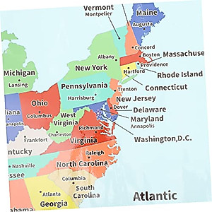 STOBOK Poster 4 Sheets United States map poster US map accessories supplies playroom decor accessory supply portable decorate Decorative paintings synthetic paper US Map