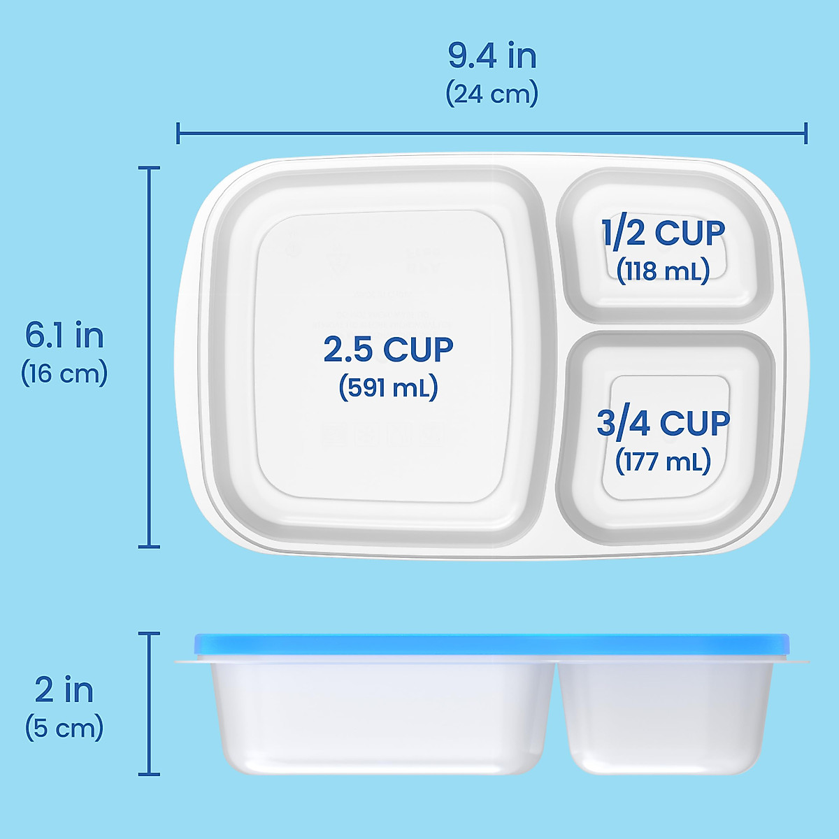 EasyLunchboxes® - Bento Lunch Boxes - Reusable 3-Compartment Food Containers for School, Work, and Travel, Set of 4, Classic