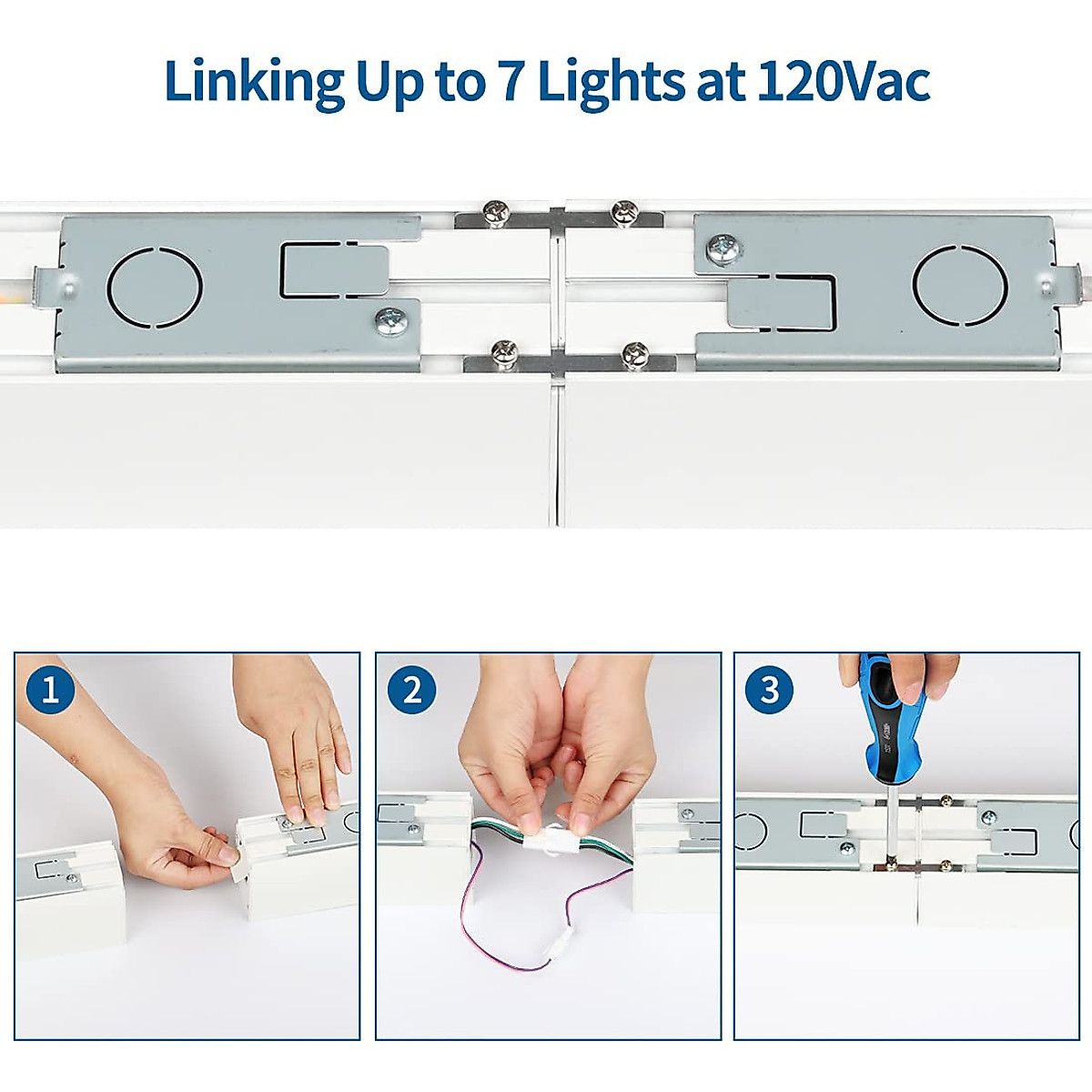 DAKASON 4FT Linkable LED Linear Light, 35W Down and15W Up Light, 3/4/5000K CCT Selectable, Commercial Linear Lighting Fixture for Office, Dimmable Suspended Lighting for School 1Pack White