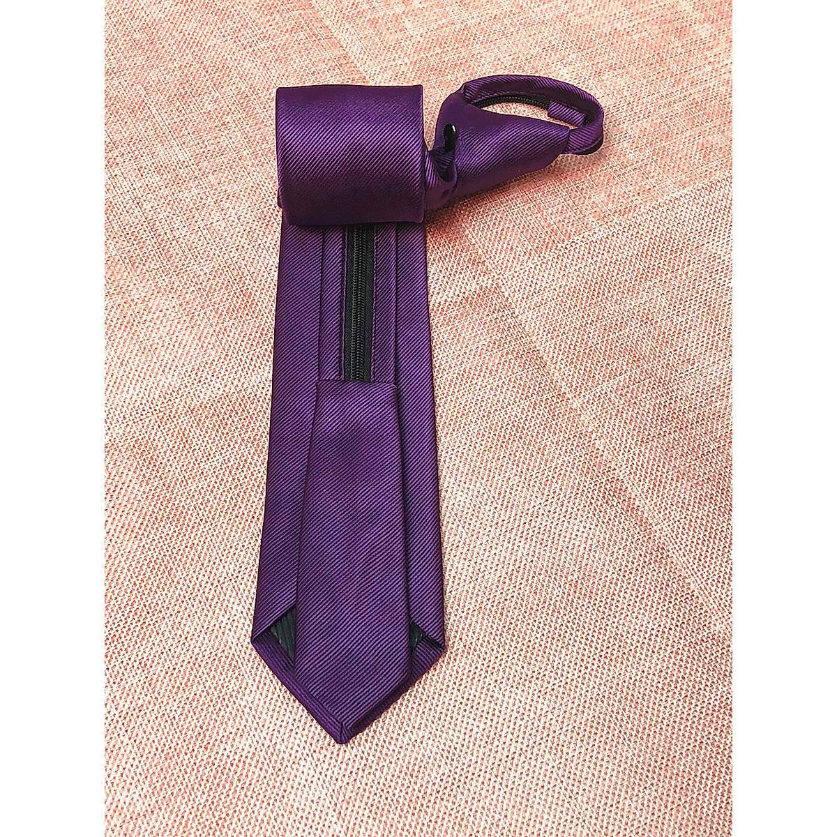 Mens Big Boys Dark Purple Silk Clip on Zip Ties Elegant Formal Wedding Neckties