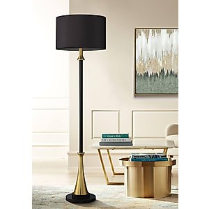 Possini Euro Design Possini Euro Burbank 70" Tall Floor Lamp with Black Shade and Dimmer