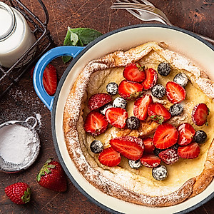 Miereirl 4.5 QT Enameled Dutch Oven Pot with Lid, Cast Iron Dutch Oven with Dual Handles for Bread Baking, Cooking, Non-stick Enamel Coated Cookware (Dark Blue)