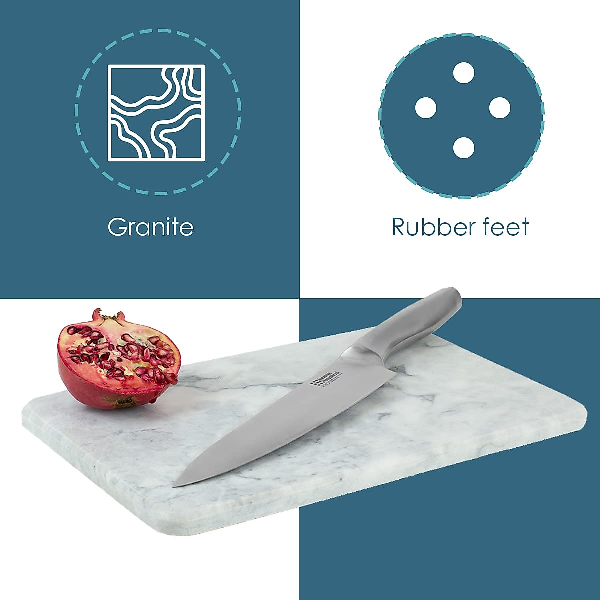 Marble Chopping Board, By Home Basics | 8" x 12", (White), Cutting Boards For Kitchen | Kitchen Cutting Boards With Non-Skid Feet