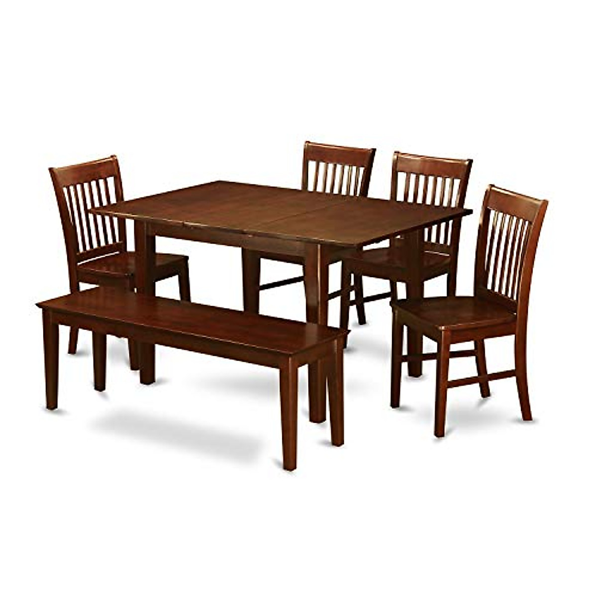 EAST WEST FURNITURE 6 Pc dinette set - Table and 4 Dining Table Chairs for Dining room and Bench