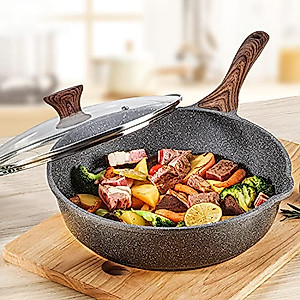 SENSARTE Nonstick Deep Frying Pan Skillet, 11-inch Saute Pan with Lid, Stay-cool Handle, Chef Pan Healthy Stone Cookware Cooking Pan, Induction Compatible, PFOA Free