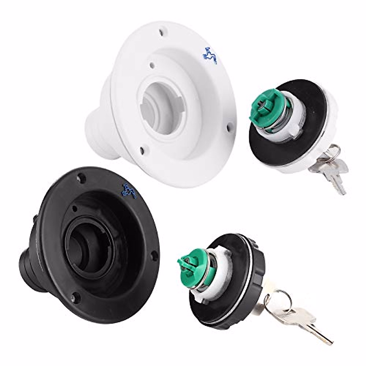 Gorgeri Black Fresh Water Fill Hatch Inlet Round Water Inlet Fill Lock Tank Filling Port W/Key for RV Yacht Camping Suitable for Yacht Camper Trailer(Black)