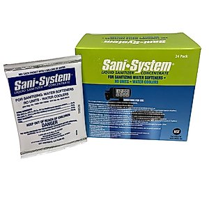 American Water Solutions SS24WS Pro Products Sani-System Liquid Sanitizer Concentrate for Water Softeners, Reverse Osmosis Systems, And Water Coolers (24 Pack).