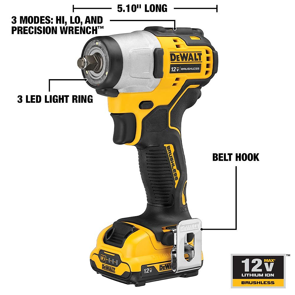 DEWALT XTREME 12V MAX* Impact Wrench, Cordless Kit, 3/8-Inch (DCF902F2)