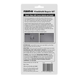 Rain-X 600001 Windshield Repair Kit - Quick And Easy Durable Resin Based Kit for Chips and Cracks, Good For Round Damage Below 1" In Diameter And Cracks Smaller Than 12" In Length, BLUE,YELLOW