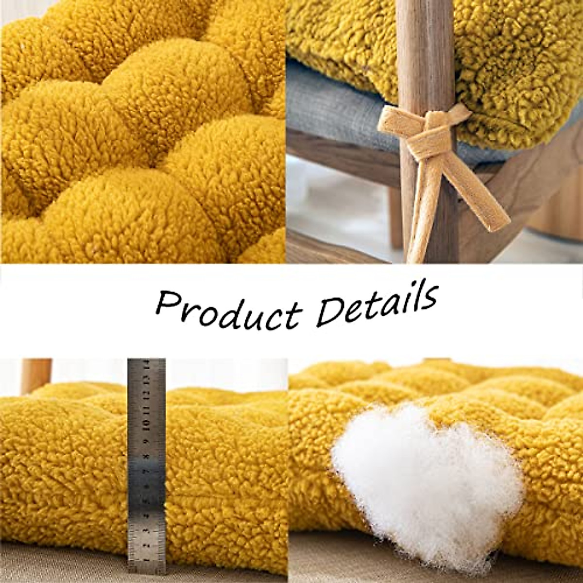 Kitchen Chair Seat Cushion,Dining Room Chair Cushions,Soft Square Chair Pads Comfort Fleece Chair Cushion,Warm Lambs Wool Seat Pad for Kitchen Dining Living Room Office Chair Ivory 20''x20''x4''