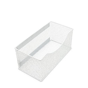 YBM HOME Mesh Magnetic Storage Basket Organizer with Extra Strong Magnets Holds Your Whiteboard and Locker Accessories, Perfect as Marker and Pencil Holder for Office, (1, Large) White