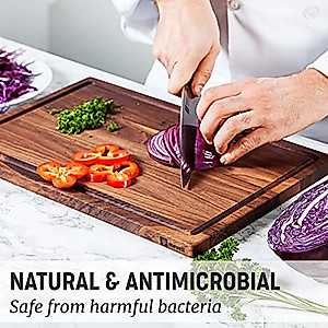 Mevell Walnut Wood Cutting Board for Kitchen, Reversible Wooden Chopping Board With Juice Grooves, Made in Canada (Walnut, 17x11x0.75)