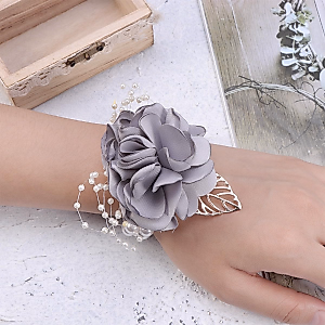 BESPORTBLE Artificial Rose Wrist Rose Wrist Corsage Wristlet with Artificial Pearls Wrist Corsage Hand with Elastic Wristband for Girl Bridesmaid Wedding Party Prom
