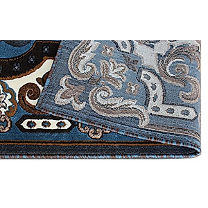 Kingdom Traditional Area Rug Design D 123 Blue (5 Feet X 7 Feet)