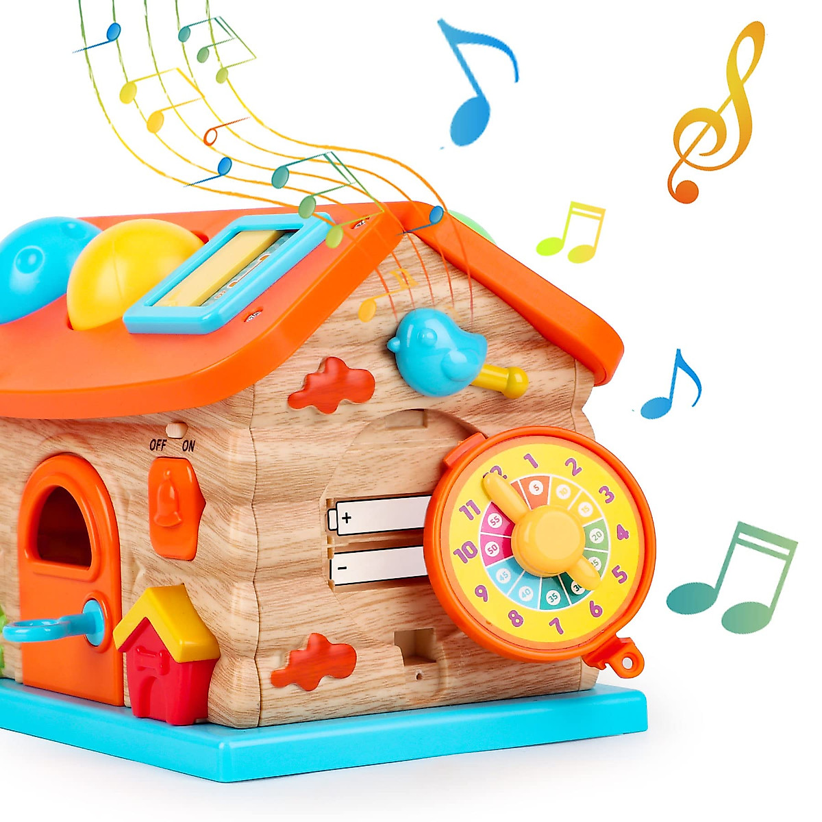 YUANLEBAO Hammering Pounding Toys Wooden House Educational Toy with Clock,Door Bell,Math,Music,Color Recognition.Birthday Gift for 3+ Years Boy Girl Baby Toddler Kids Developmental Montessori Toy