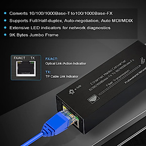 Micro Mini Gigabit Fiber Media Converter Small Size Ultra-Compact 10/100/1000Mbps Ethernet IP Copper to Fiber Optic Converter with Single Mode 1310nm 20km SFP Module USB Type-C Power Input