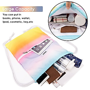 WANDF Drawstring Backpack String Bag Sackpack Cinch Water Resistant Nylon for Gym Shopping Sport Yoga (Rain bow)