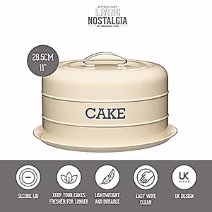 KitchenCraft Cake tin Living Nostalgia with lid 28,5x18cm, 28.5 x 18 cm, Antique Cream