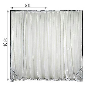 BalsaCircle 10 feet x 10 feet White Sheer Voile Backdrop Drapes Curtains 2 Panels 5x10 ft - Wedding Ceremony Party Home Decorations