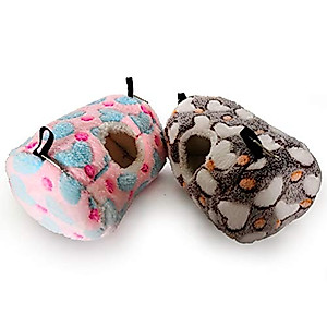 Litewoo Sugar Glider Sleeping Pouch Small Animal Hammock, Hanging Bed Warm Cotton Nest for Rat Hamster Gerbil Sugar Glider Chinchilla Squirrel Guinea Pig (Pink)