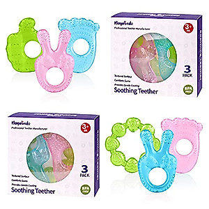 Water Teether 3-Pack, Teething Toys for Babies 0-6 Months BPA Free, Teething Toys Fridge Cold Teethers for Babies, Freezer Teethers for Babies - Hand & Foot Series