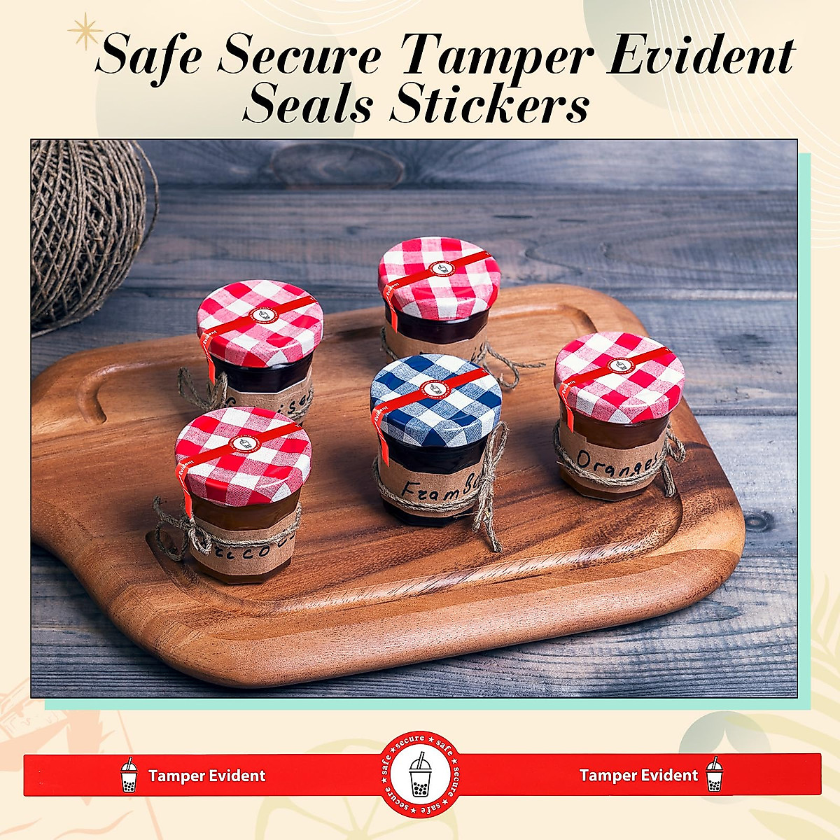 Skyygemm Safe Secure Tamper Evident Seals Stickers for Drink Lids 1" x 9" Food Delivery Stickers Sealed for Freshness Labels Drink Food Tamper Proof Stickers Tamper Evident Tape (Red,500 Pcs)