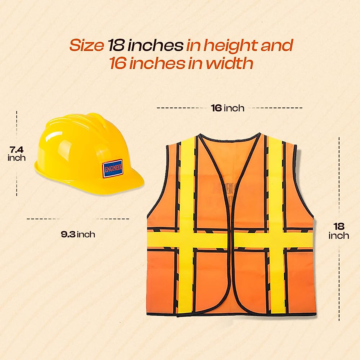 Tigerdoe Construction Worker Costume Kids - Construction Hat and Costume Vest - Construction Dress Up Accessories for Children (Construction Hat and Vest Costume)