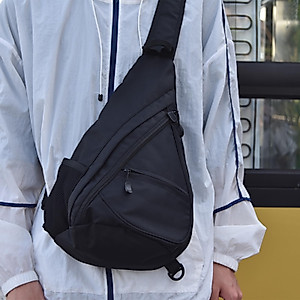 Lohol Lightweight Sling Bag Crossbody Shoulder Chest Bag Urben/Outdoor/Travel Daypack for Women & Men (M/Black)