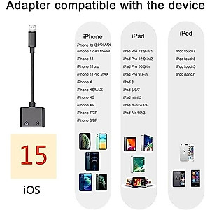 [Apple MFi Certified] 2 Pack Headphone Adapter for iPhone, 2 in 1 Lightning to 3.5mm AUX Audio + Charger Splitter Compatible with iPhone 14/13/12/11/XS/XR/iPad, Support Call+Music Control