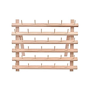 Exceart Thread Storage Rack 30 Spool Cone Foldable Wood Thread Rack Stand Embroidery Machine Holds DIY Bobbin Thread Organizer for Embroidery Craft Sewing Thread Stand Holder