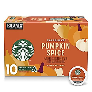 Starbucks K-Cup Coffee Pods—Pumpkin Spice Flavored Coffee—100% Arabica—Naturally Flavored—1 box (10 pods)