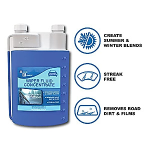 Active Element Windshield Washer Fluid Concentrate - Makes 64 Gallons (32 floz bottle) - Removes Road Dirt and Grime - Streak Free - Create Summer and Winter Blends from Washer Fluid Concentrate