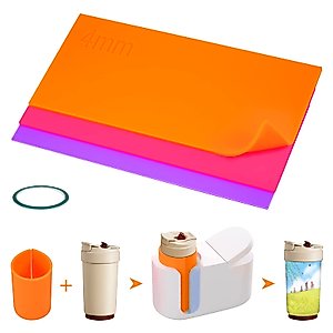 QUUREN Sublimation Tumbler Wrap Compatible with Cricut Mug Press Accessories 3 Thicknesses Silicone Mug Wrap for Tumbler Heat Press Attachment for Sublimation Tumblers Blanks Products 9.8 x 4.7"