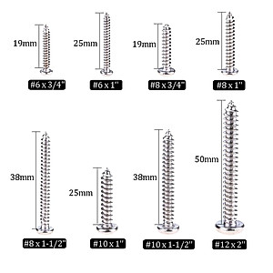 Hilitchi 275-Piece Stainless Steel Phillips Round Pan Head Self Tapping Screw Assortment Kit (Round Pan Head)
