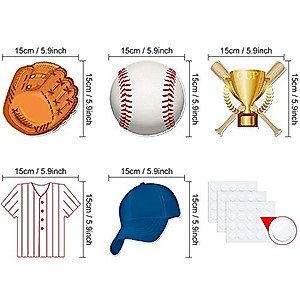 45 Pieces Baseball Paper Cut Outs Versatile Classroom Decoration Sports Themed Cut-Outs with Glue Point Dots for Bulletin Board Classroom School Sports Theme Birthday Party Decoration, 5.9 x 5.9 Inch