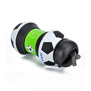 Xelics Kids Sports Water Bottle Collapsible Soccer Ball Shaped Design Reusable Drinking Cup Leak Proof Shockproof Squeezable Compact Excellent Gift Develop Children's Sports Interest 550ml/19 oz