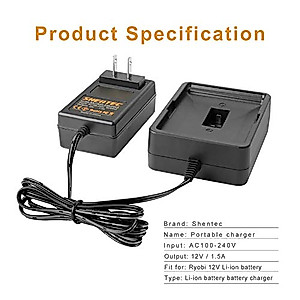 Shentec 12V Li-Ion Charger C123D Compatible with RYOBI CB120L CB121L BPL-1220 130503001 130503005 Pod Style Battery (Not for Ni-MH/Ni-CdBattery)