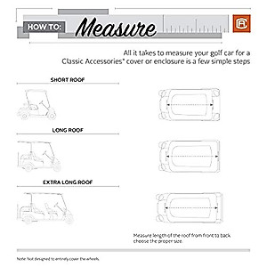 Classic Accessories Fairway Short Roof 2-Person Deluxe Golf Cart Enclosure, Black with Clear Windows