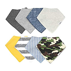 Baby Bandana Bibs | Teething Bibs for Baby Girl & Boy, Newborns, Set of 8 Unisex Baby Bibs and Burp Cloths - Organic, Adjustable & Absorbent Baby Bandana Drool Bibs by Matimati Baby