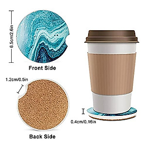 2 Pack Absorbent Car Cup Holder Coasters,Beautiful Scene Ceramic Car Insert Coasters with Fingertip Grip for Easy Removal,Brilliant Vehicle Accessories for Men & Women 2.64 Inches(Bleautiful Sea)