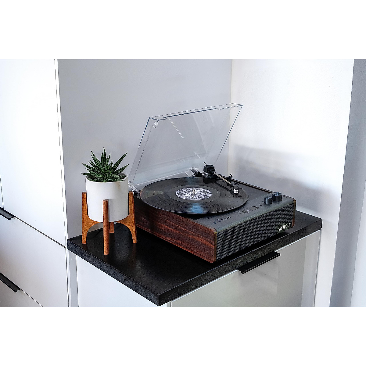 Victrola Eastwood Signature 3-Speed Bluetooth Turntable with Built-in Speakers and Dust Cover | Upgraded Turntable Audio Sound | Espresso (VTA-73-ESP)