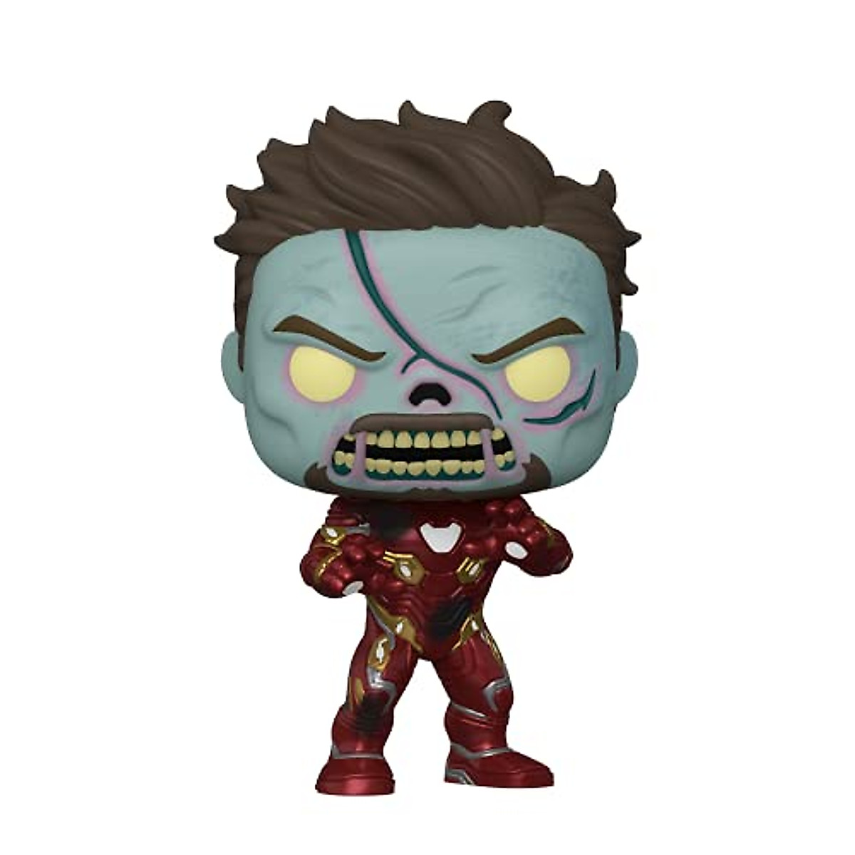 Funko POP Marvel: What If? - Zombie Iron Man, Amazon Exclusive Glow in The Dark, Multicolor, (58178)