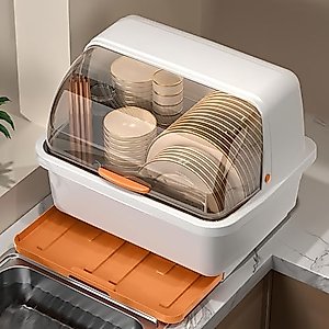 With lidDish Drainer Rack Plate, Silverware, Pots and Pans Drying Rack Chopstick holder Cup Holder,Multifunctional Dish Rack for Kitchen Counter,Dish Rack with Drainboard, for Kitchen Counter and Sink
