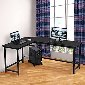 Computer Desk L-Shape Desk Home Office Gaming Desk Corner PC Laptop Standing Desk Table Study Writing Workstation with Free CPU Stand Monitor Stand Study Table,Space-Saving
