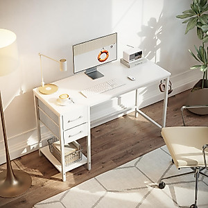 CubiCubi Computer Desk with 2 Drawers, 40 Inch Small Home Office Desk Study Writing Table, White
