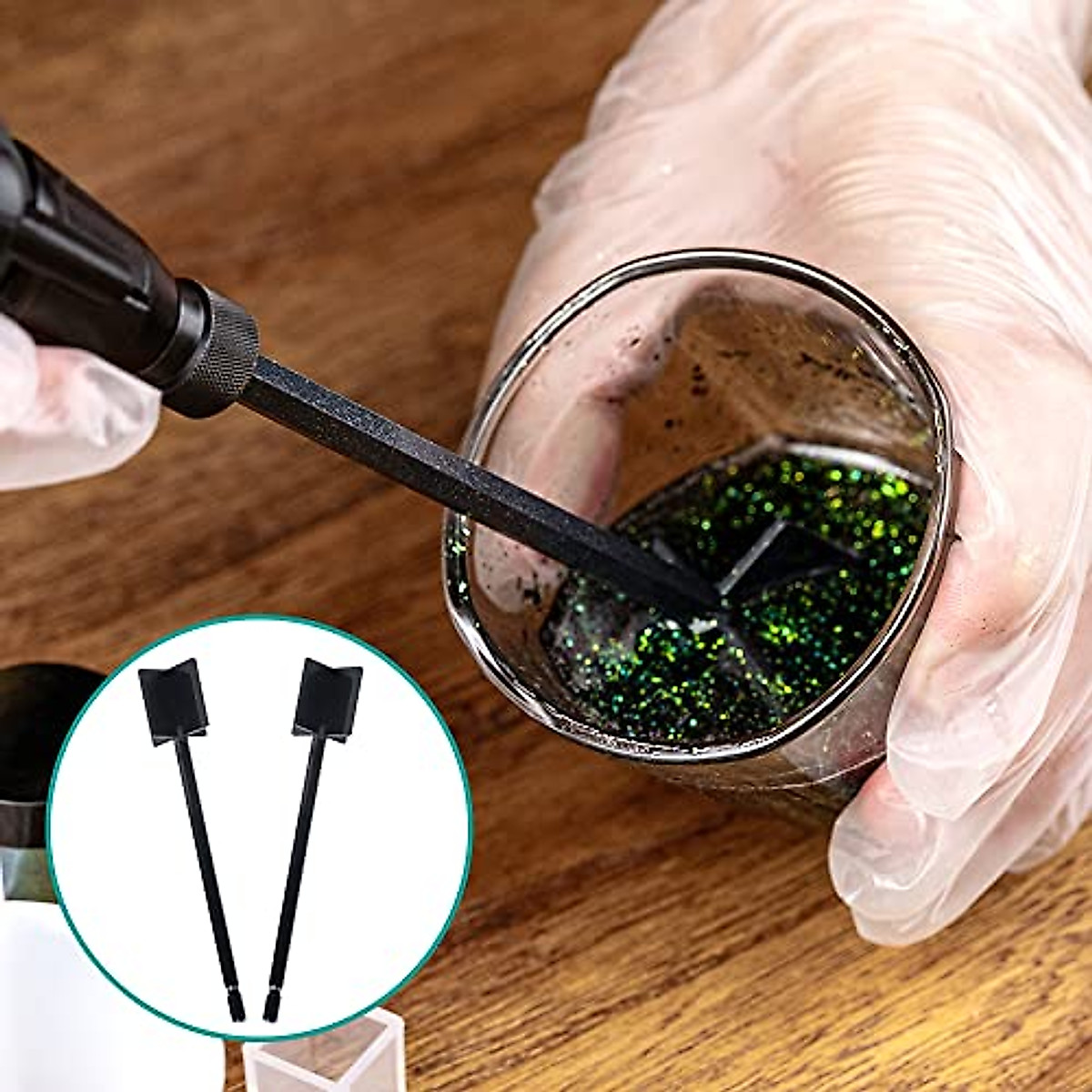 2 Pcs Epoxy Mixer Attachment for Drill, Reusable Paint and Resin Mixer Paddle to Mix Epoxy Resin, Paint, Ceramic Glaze and Reduce Bubbles