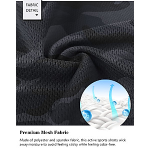 Men's Basketball Shorts with Zipper Pockets Lightweight Quick Dry 11" Long Shorts for Men Athletic Gym(Gray Camo,L)