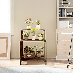 Mkono Wood Plant Stand 3 Tier Plant Shelf Indoor Outdoor Flower Pot Display Shelf Rack Garden Potting Bench Multiple Ladder Stand Planter Holder for Home Patio Lawn Living Room Corner Balcony